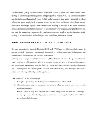 Computer based patient record for anaesthesia | PDF