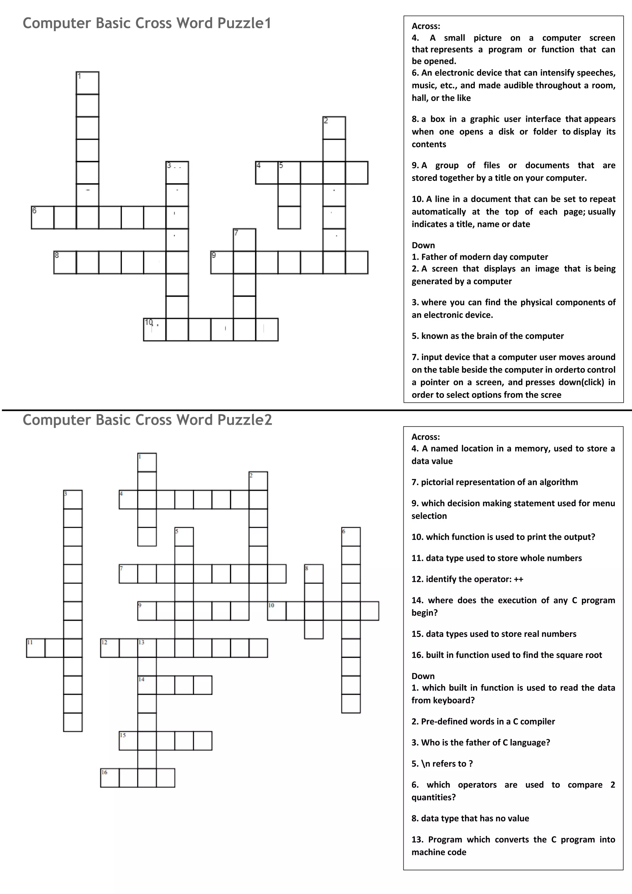 Computer Basic Cross Word Puzzle.docx