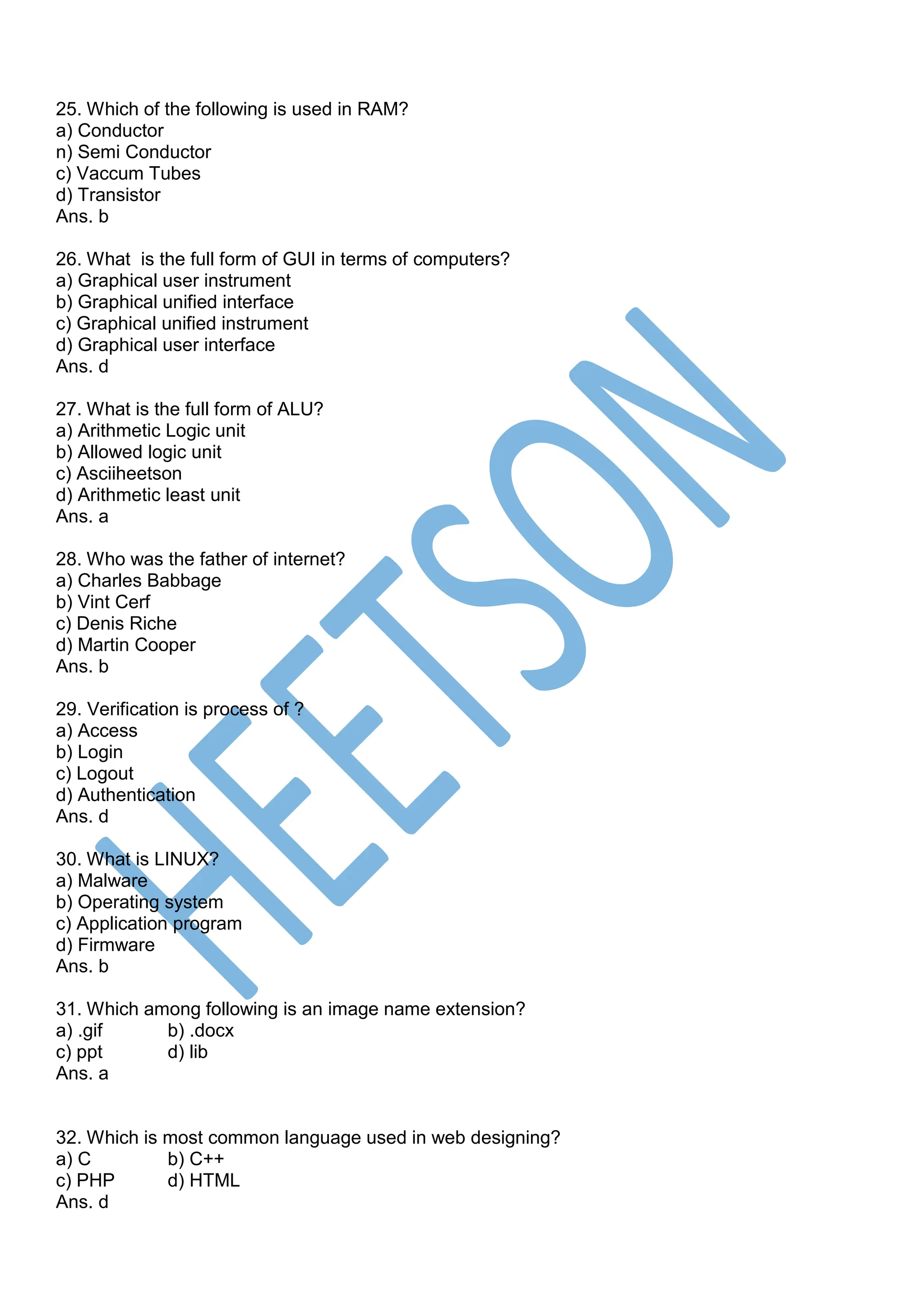 Computer Basic Questions and answers MCQ | PDF