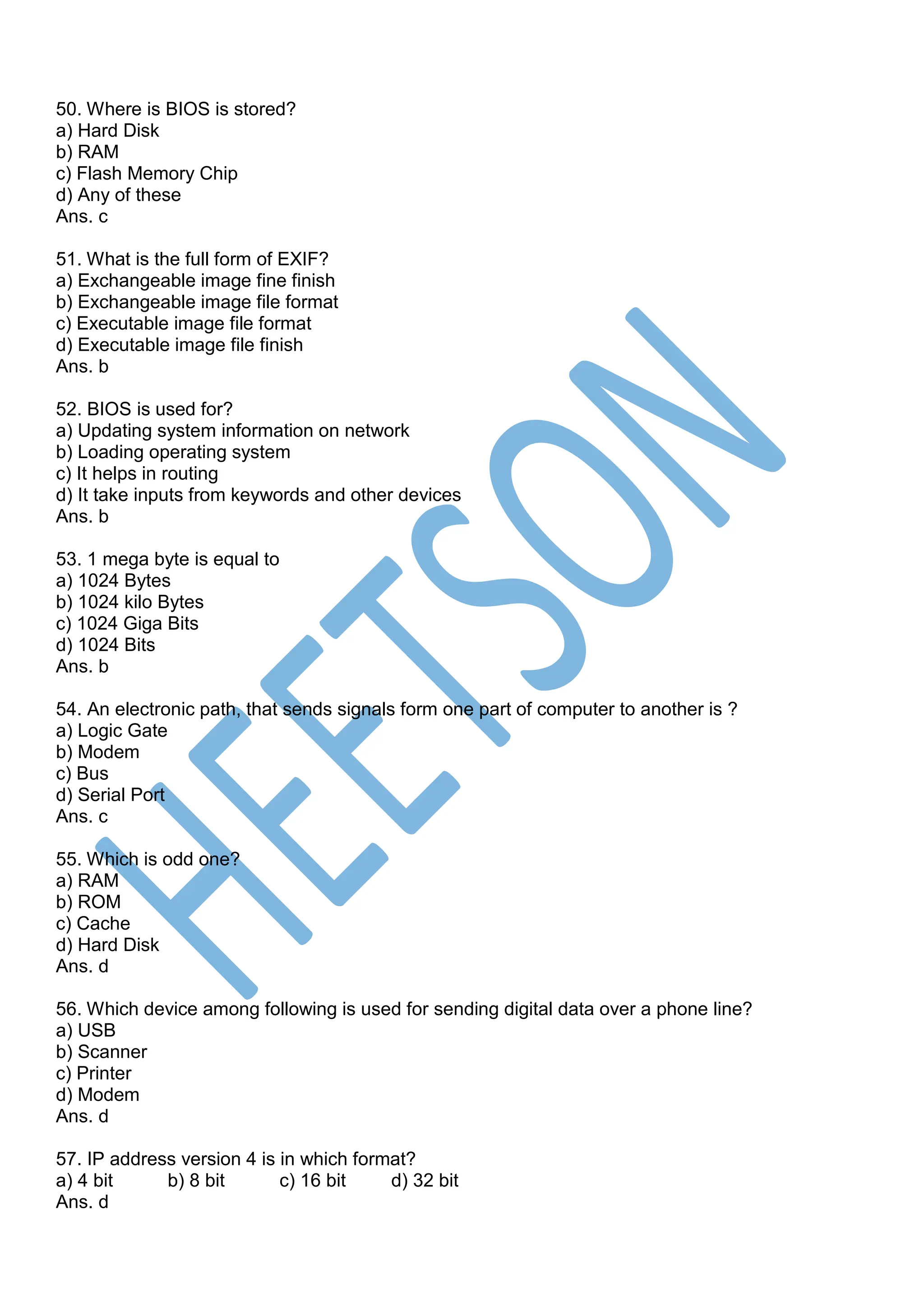 Computer Basic Questions and answers MCQ | PDF