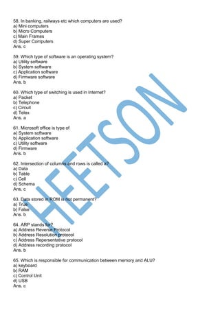 Computer Basic Questions and answers MCQ | PDF