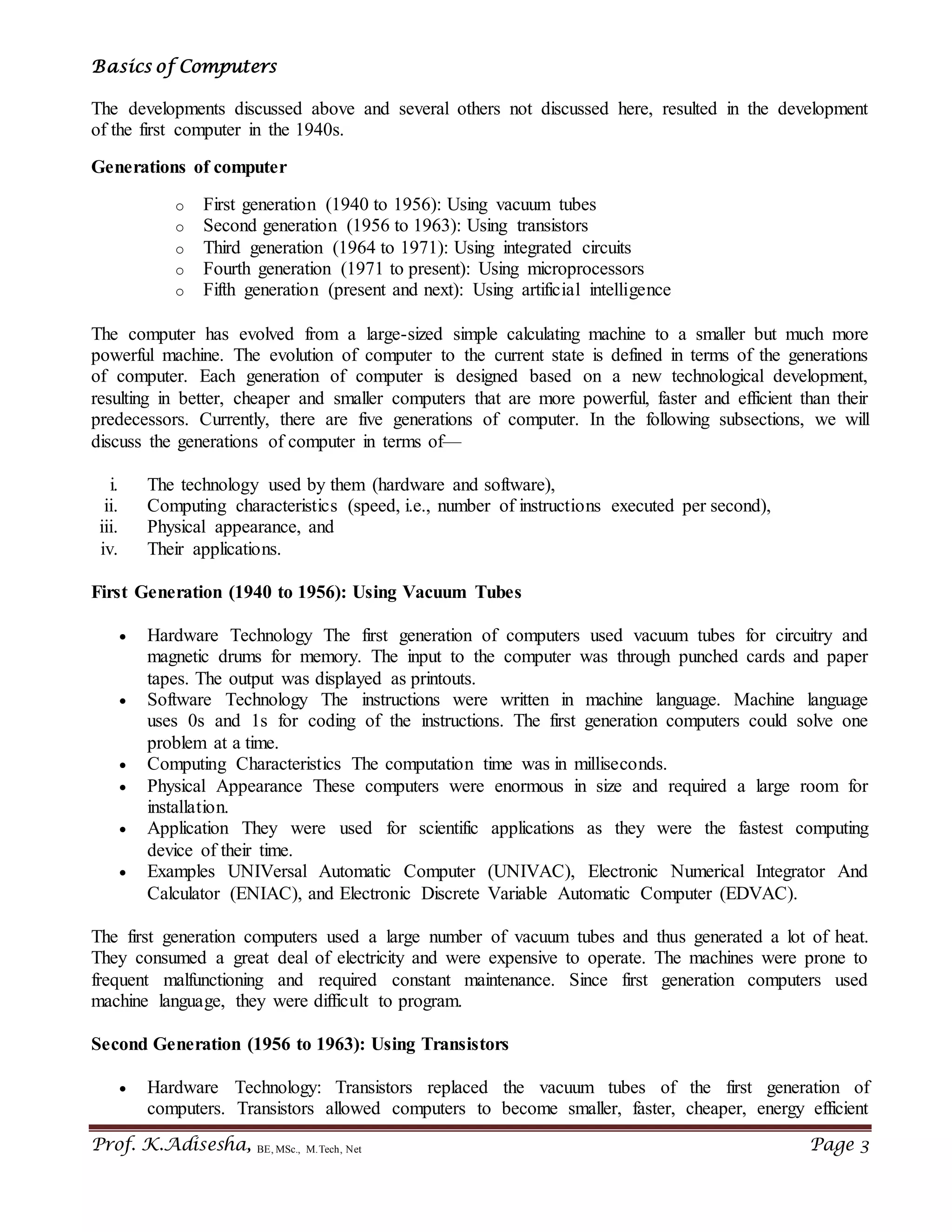 Computer basics | PDF | Data Storage and Warehousing | Computing