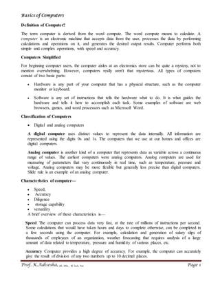 Computer basics | PDF | Data Storage and Warehousing | Computing