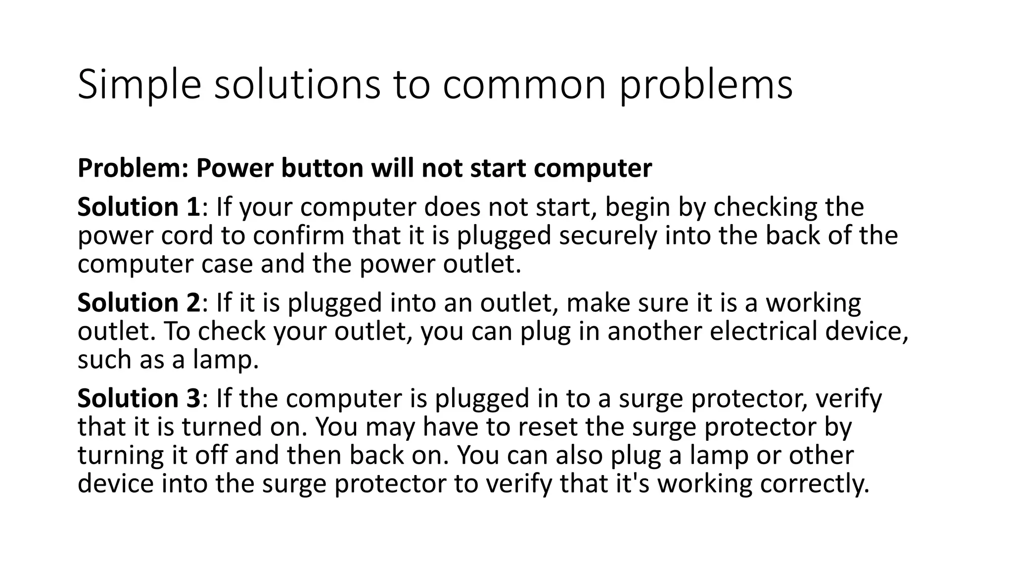 Computer Basics Basic Troubleshooting Techniques Pptx
