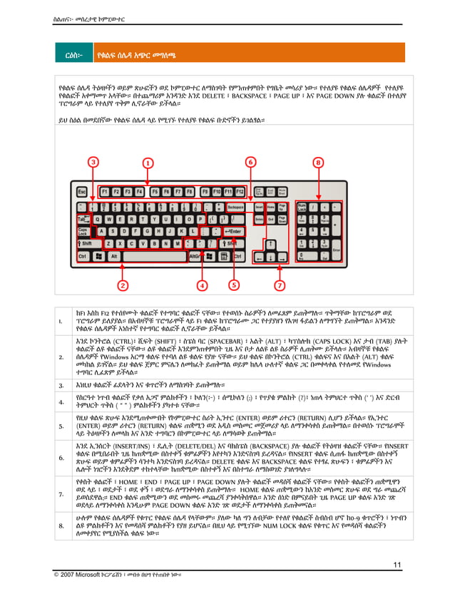 ዕውቅና ያለው የMicrosoft የኤሌክትሮኒክ መማሪያ (E-Learning) ስልጠና - Computer Basics | PDF