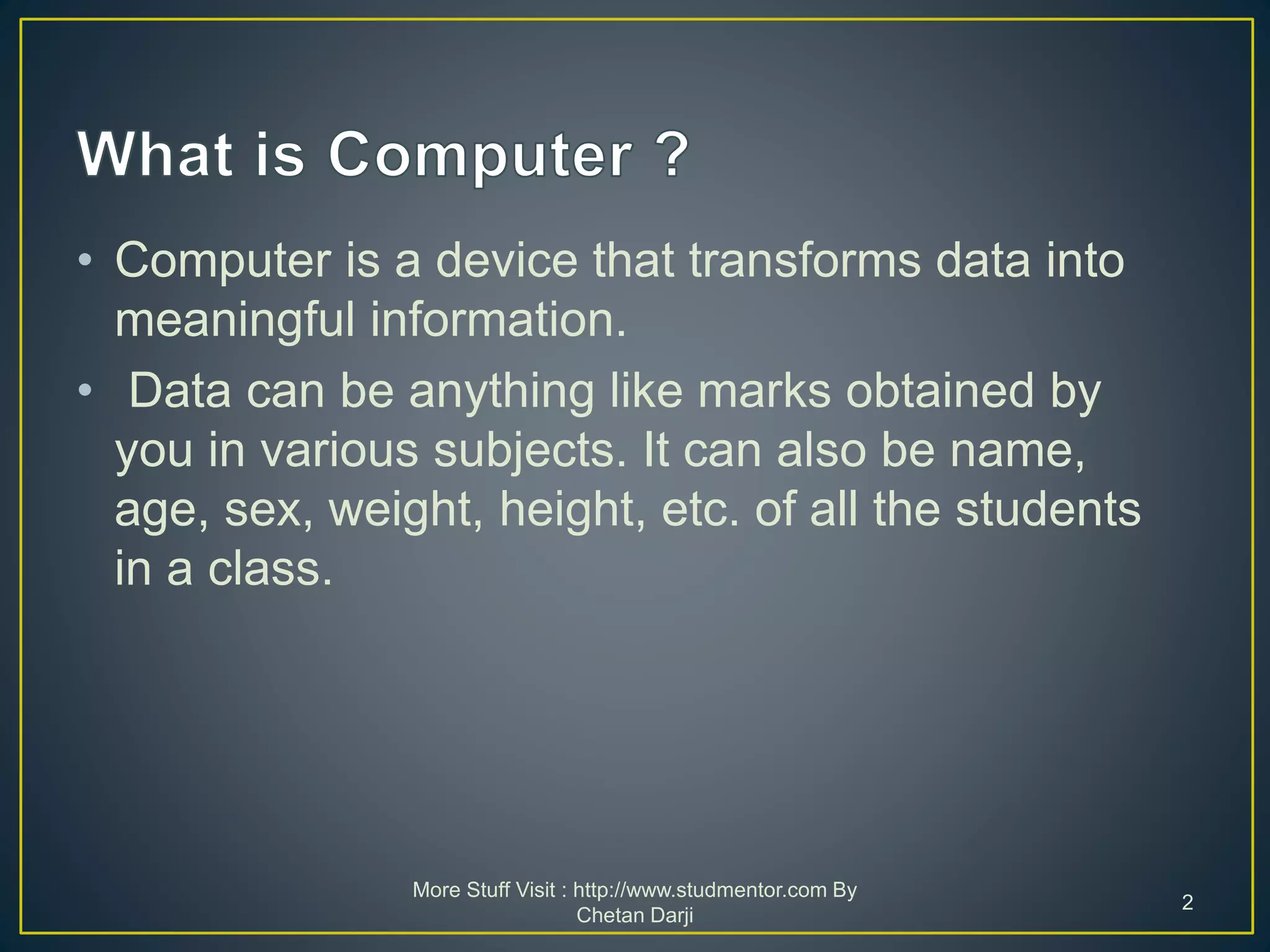 Computer Basics Tutorial By Stud Mentor | PPT