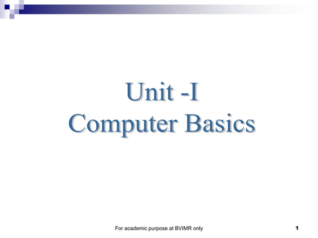 Computer basics unit-1 | PPT