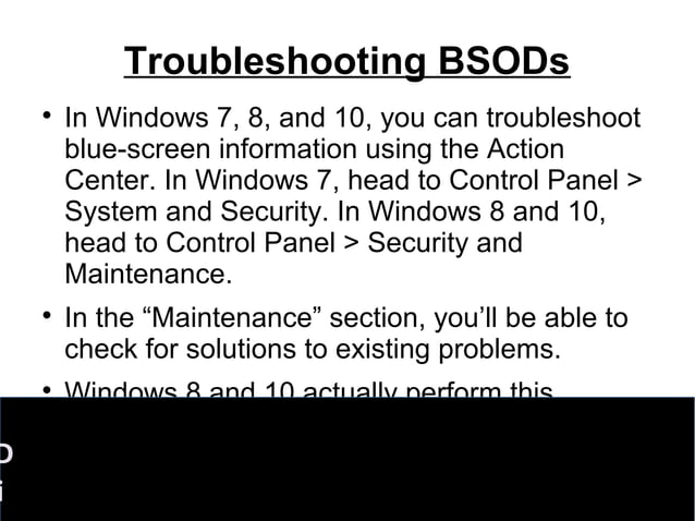 Computer blue screen error | PPT | Operating Systems | Computer Software and Applications