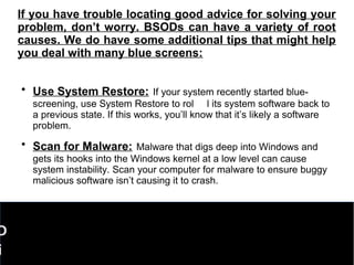 Computer blue screen error | PPT | Operating Systems | Computer ...