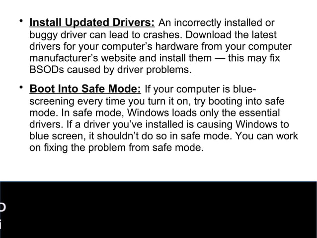 Computer blue screen error | PPT | Operating Systems | Computer Software and Applications
