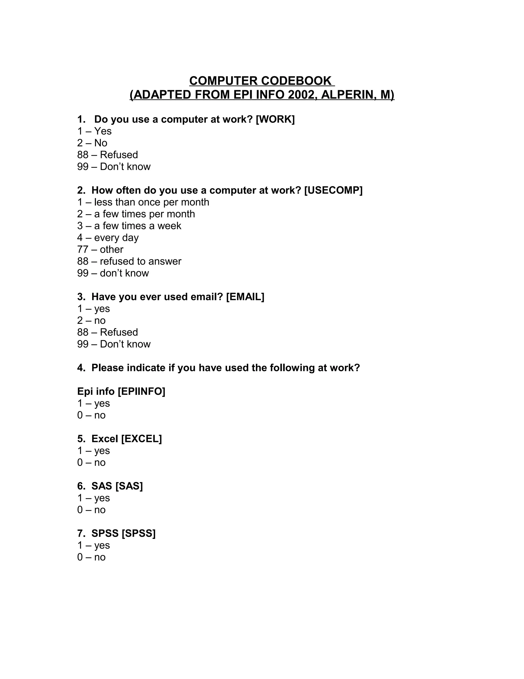 Computer Codebook | PDF