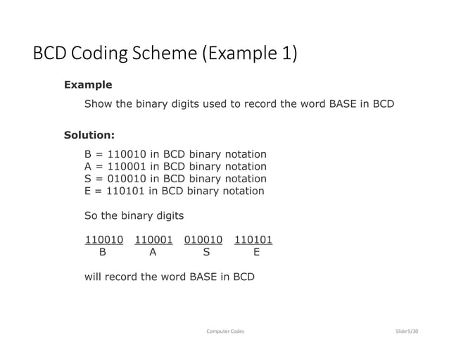 Computercodes Bcd Ebcdicasciiunicode Ppt