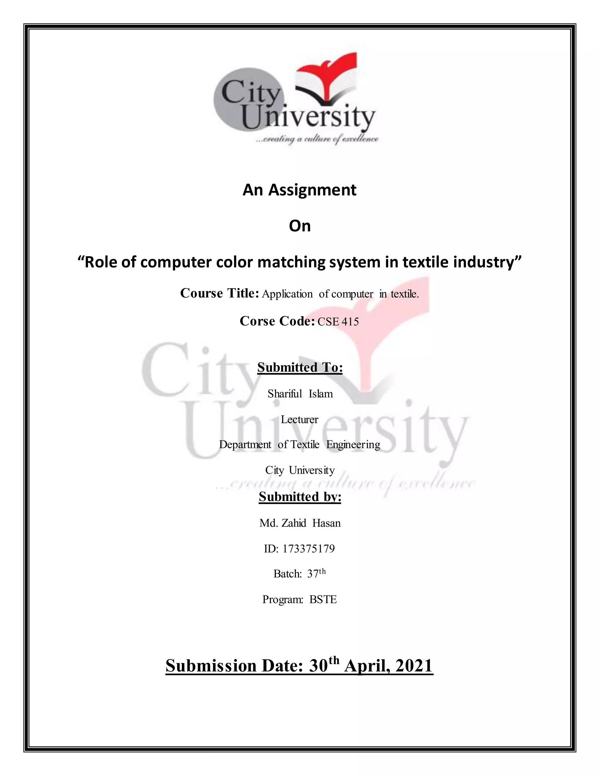 Computer color matching system in textile industry | DOCX | Technology ...