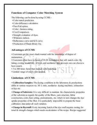 Computer color matching system in textile industry | DOCX | Technology ...