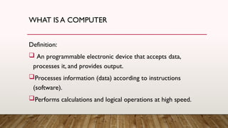 tHE COMPUTER COMPONENTS AND FUNCRIONS .pptx