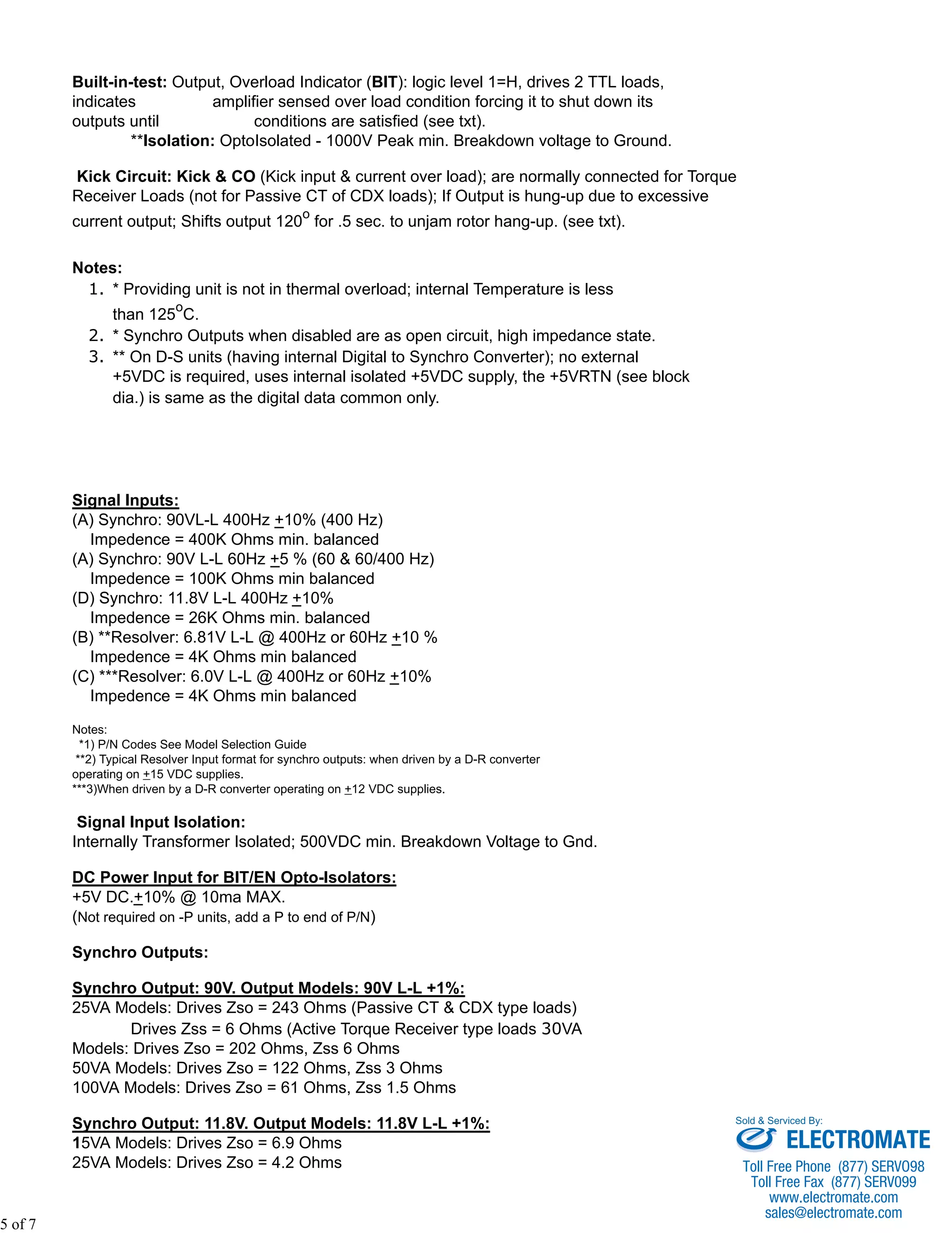 Computer conversion s_synchro_amplifiers_specsheet | PDF