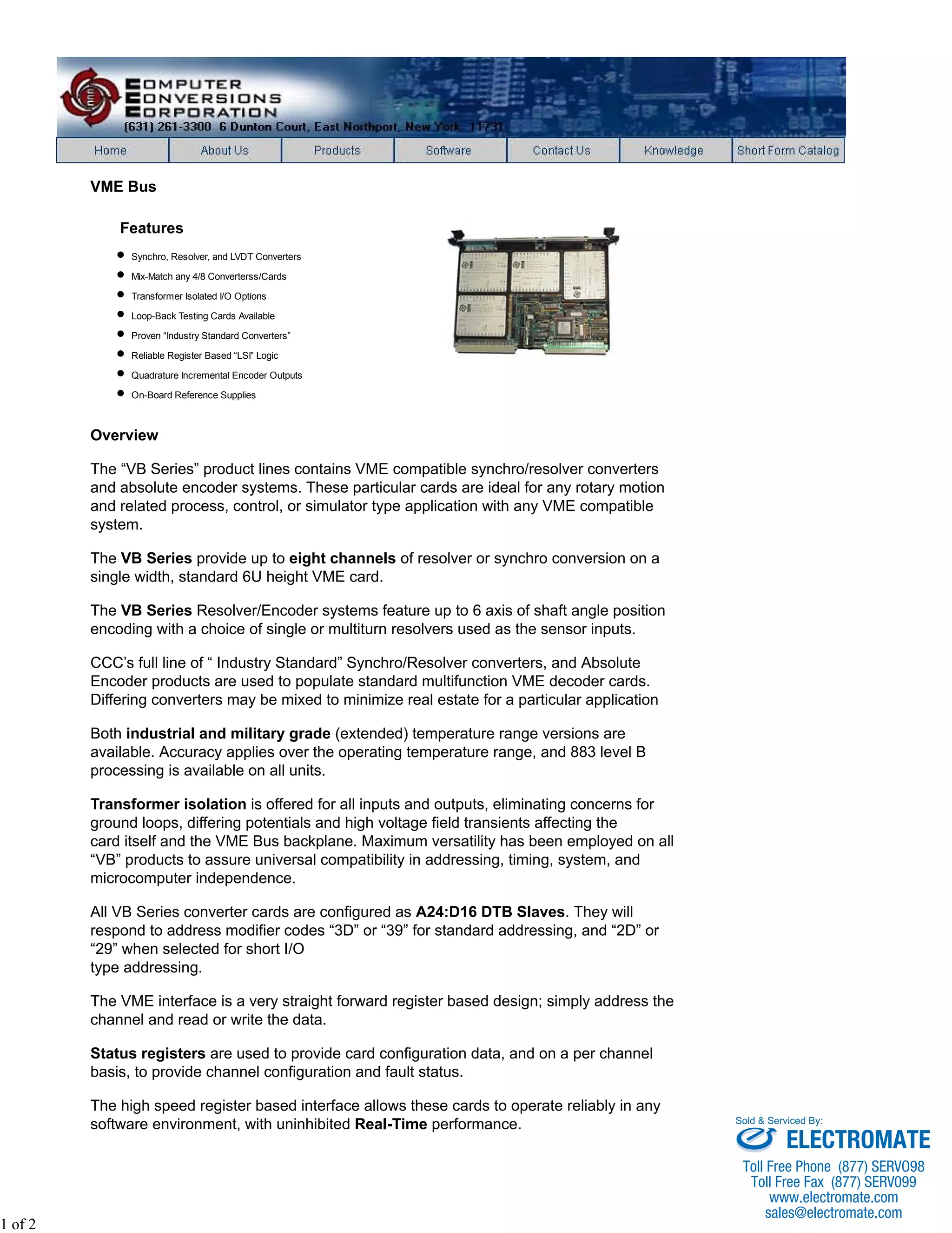 Computer conversions vme_specsheet | PDF