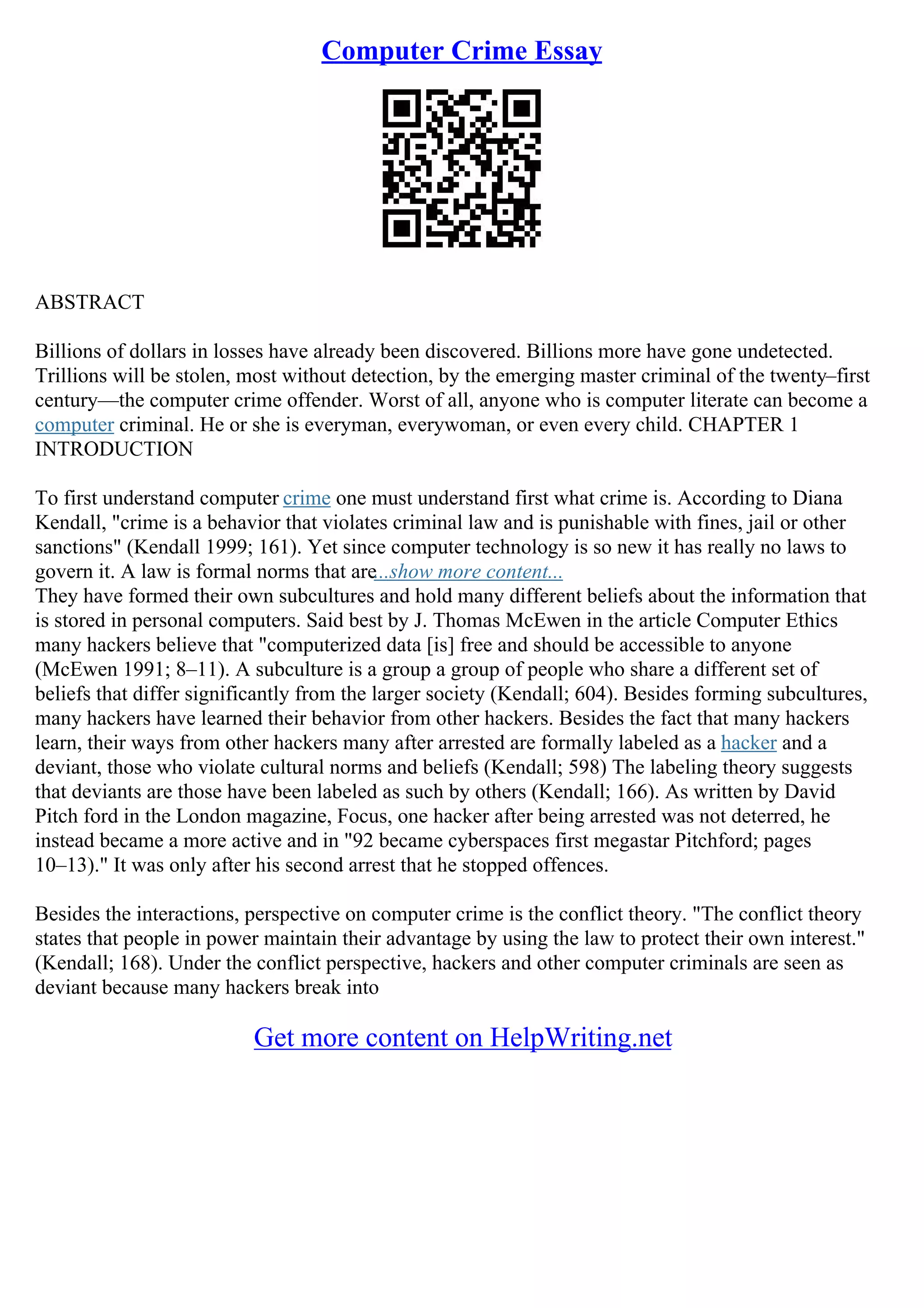 Computer Crime Essay | PDF