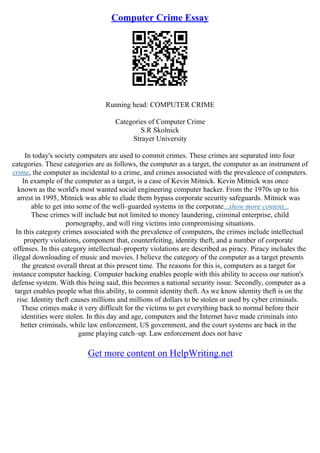 Computer Crime Essay | PDF