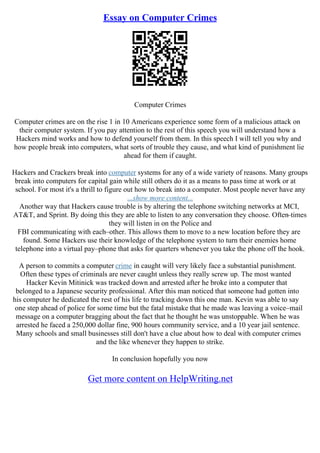 Computer Crime Essay | PDF
