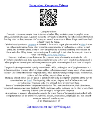 Computer Crime Essay | PDF