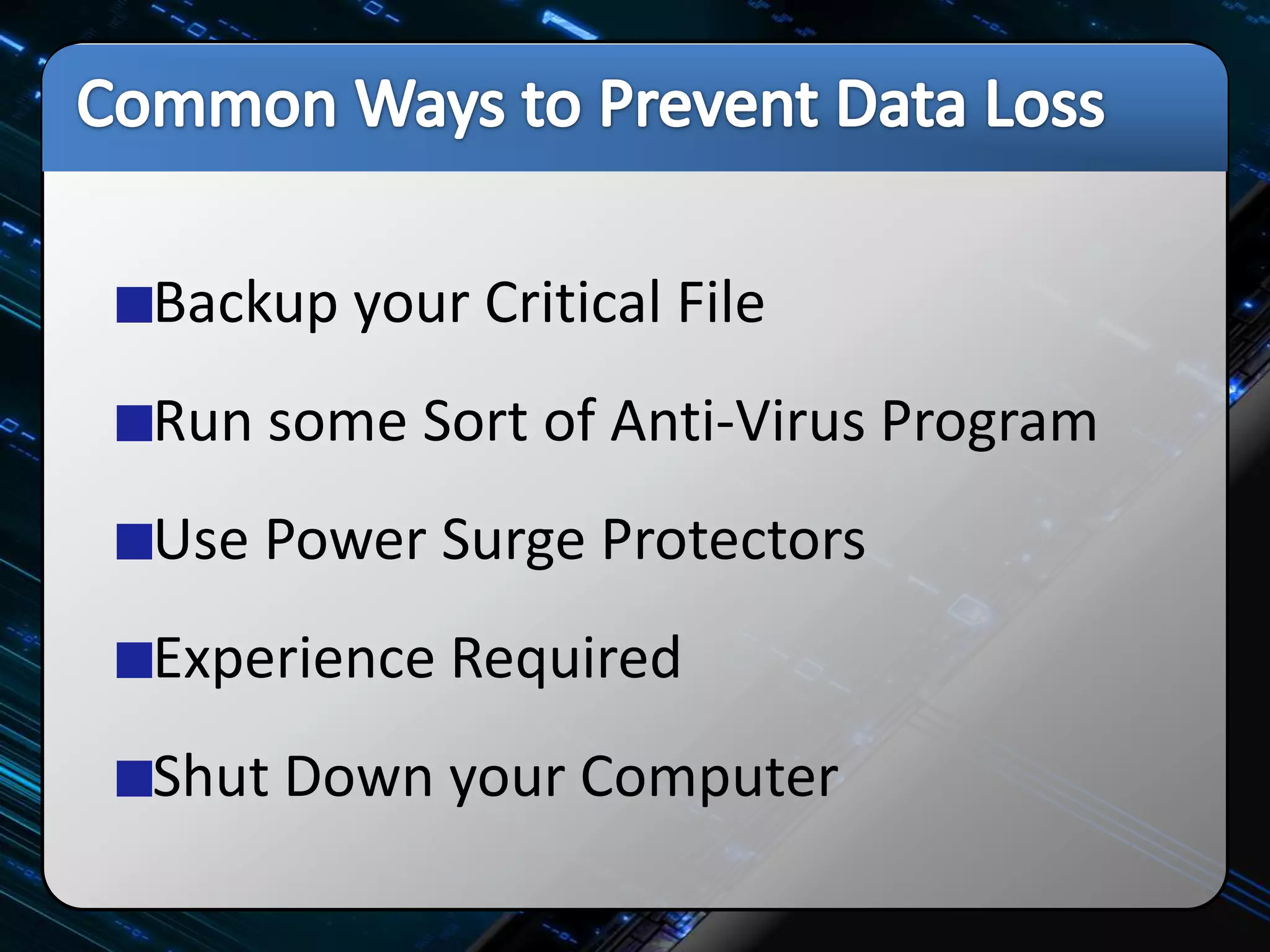 Computer data loss nikki show | PPT