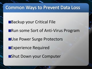 Computer data loss nikki show | PPT