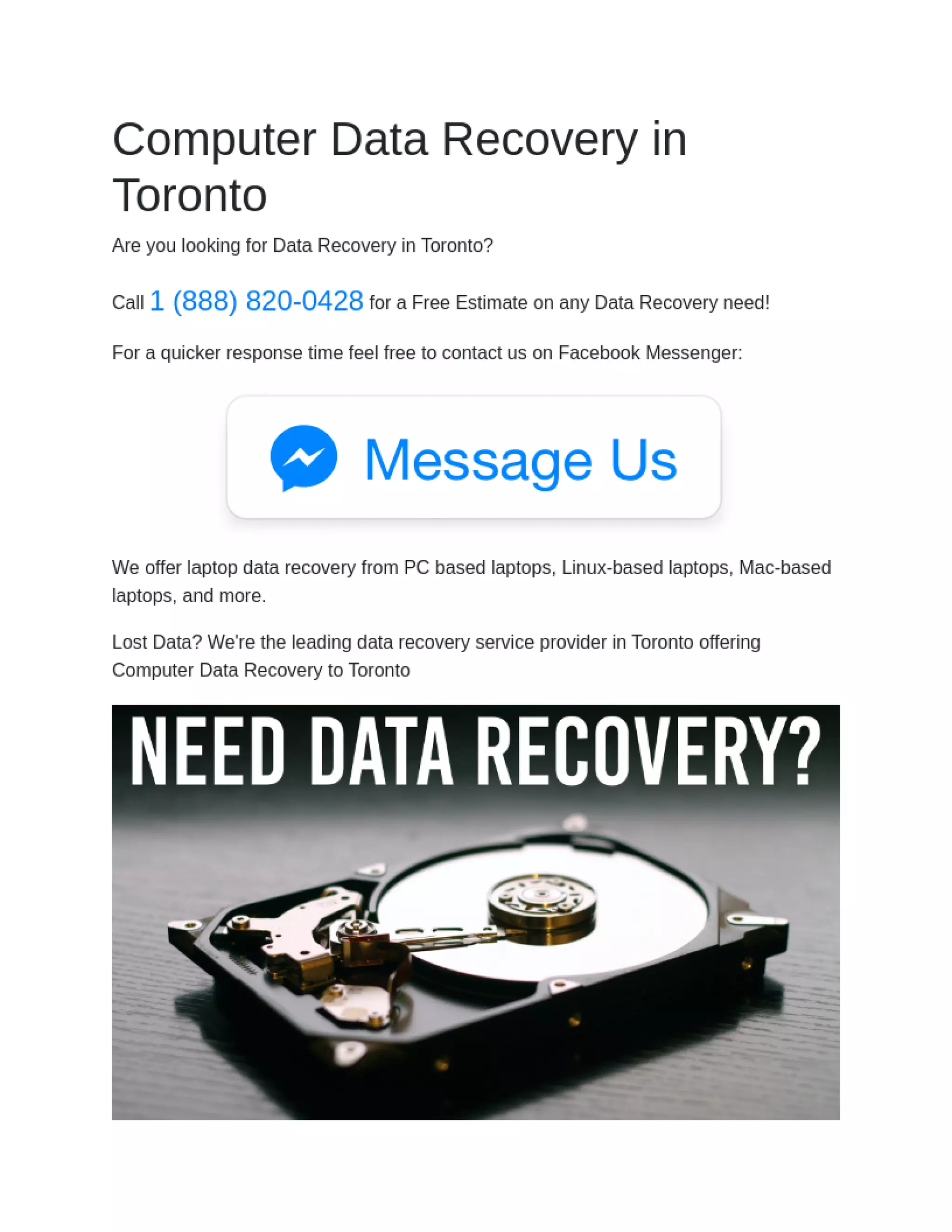 Computer Data Recovery in Toronto | PDF | IT and Internet Support ...
