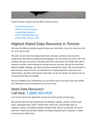 Computer Data Recovery in Toronto | PDF | IT and Internet Support ...