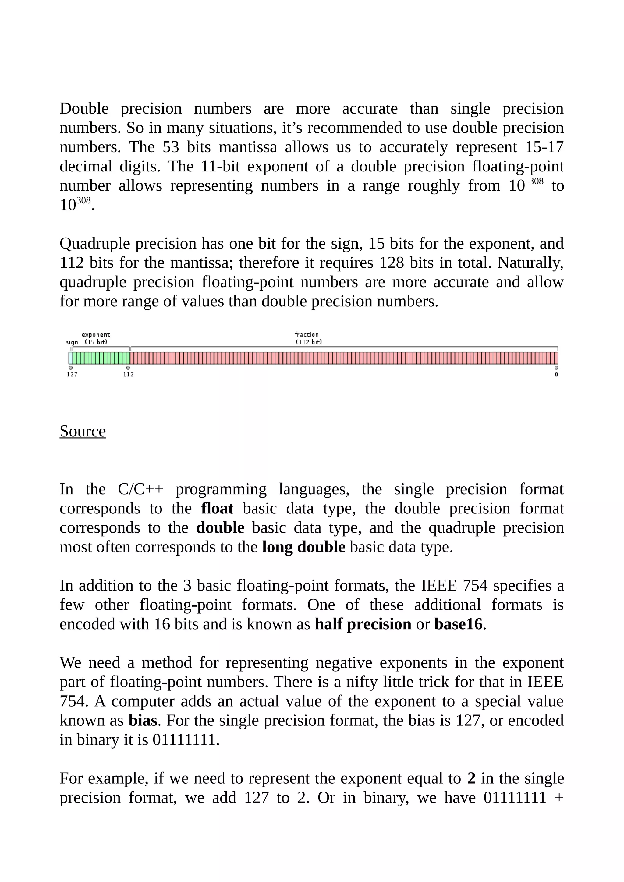 Computer data representation (integers, floating-point numbers, text ...
