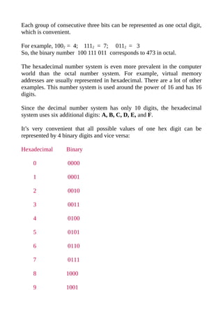 Computer data representation (integers, floating-point numbers, text ...