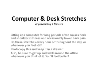 Computer & Desk Stretches | PPTX