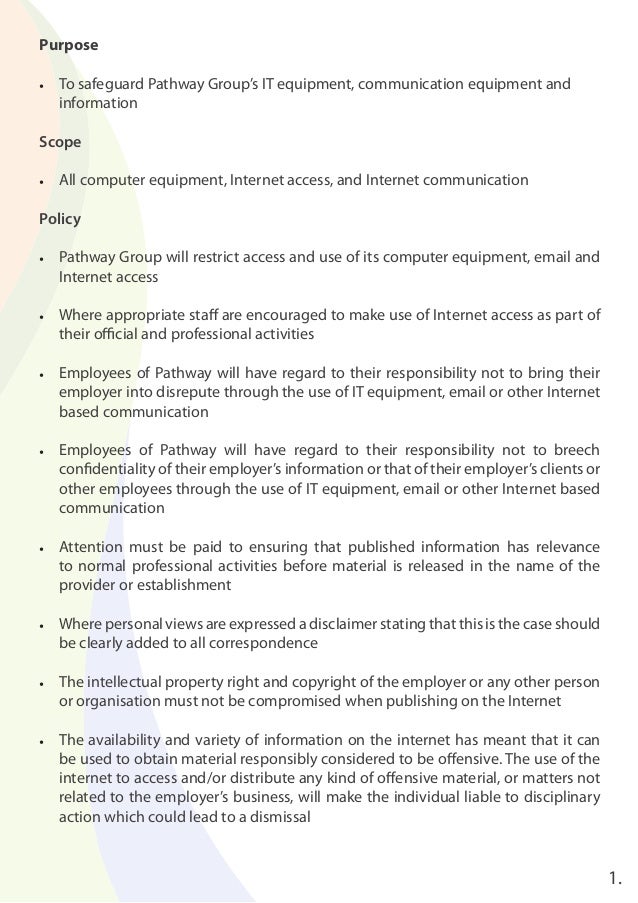 Computer, E-mail and Internet Usage Policy and Procedure