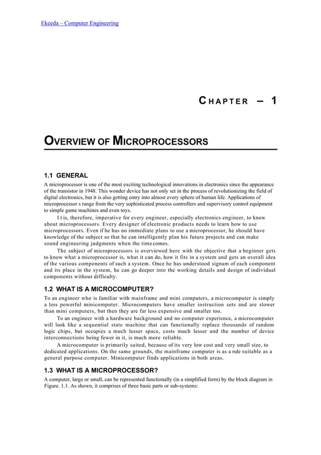 Computer engineering - overview of microprocessors | PDF