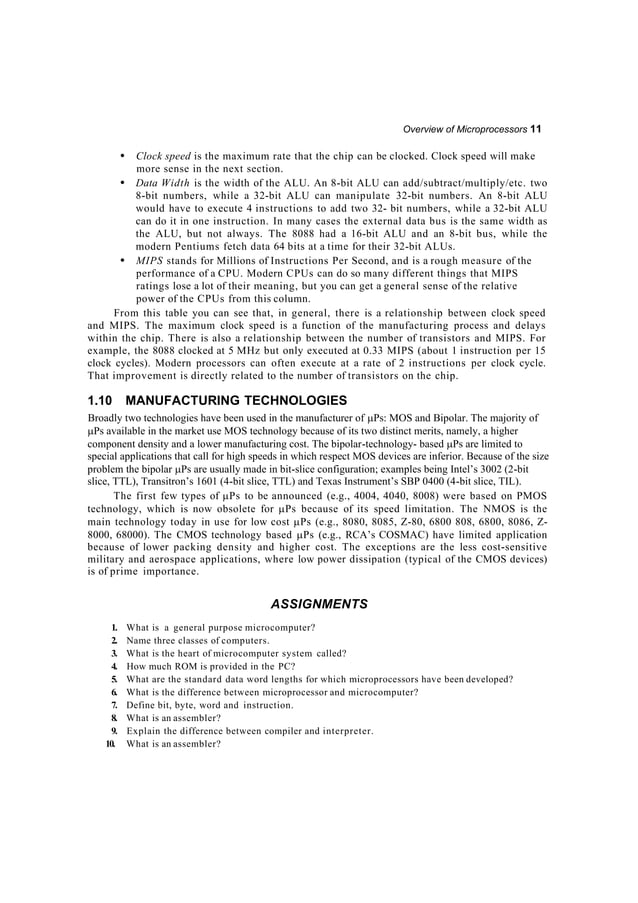 Computer engineering - overview of microprocessors | PDF