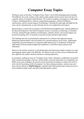 Computer Essay Topics | PDF
