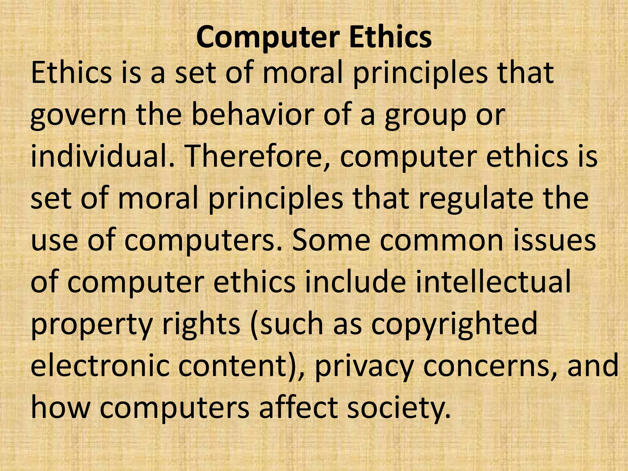 Computer ethics | PPTX