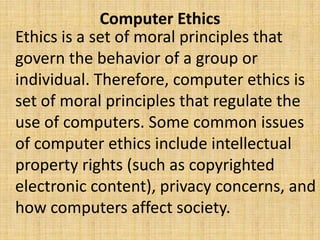 Computer ethics | PPTX