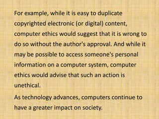 Computer ethics | PPTX