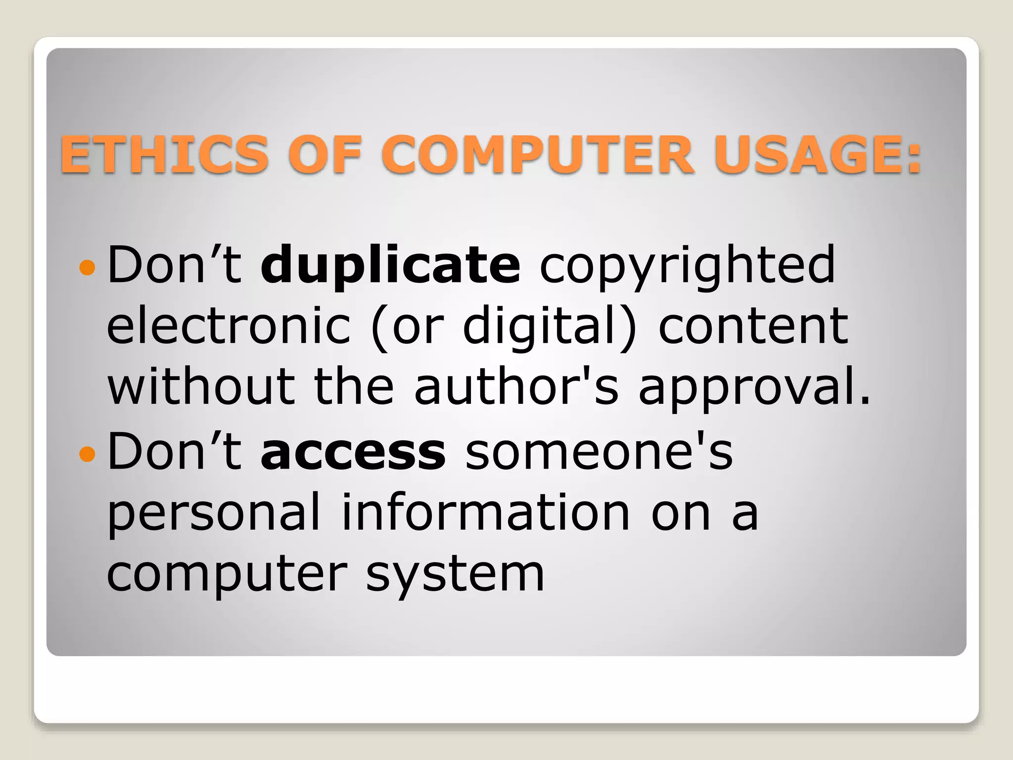 Computer ethics | PPTX