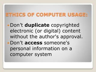 Computer ethics | PPTX