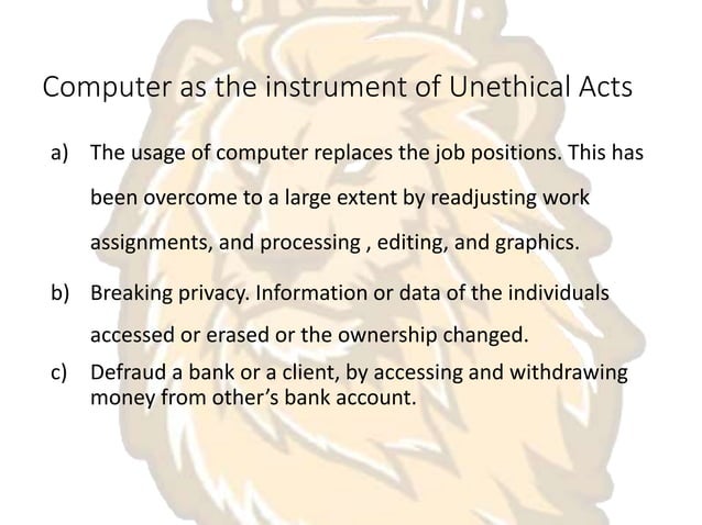Computer ethics | PPTX | Technology & Computing