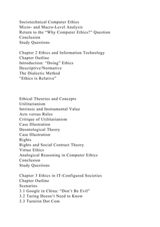 Computer Ethics Analyzing Information Technology.docx