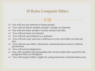 Computer ethics and copyright 282607 hasbi dişlen | PPT