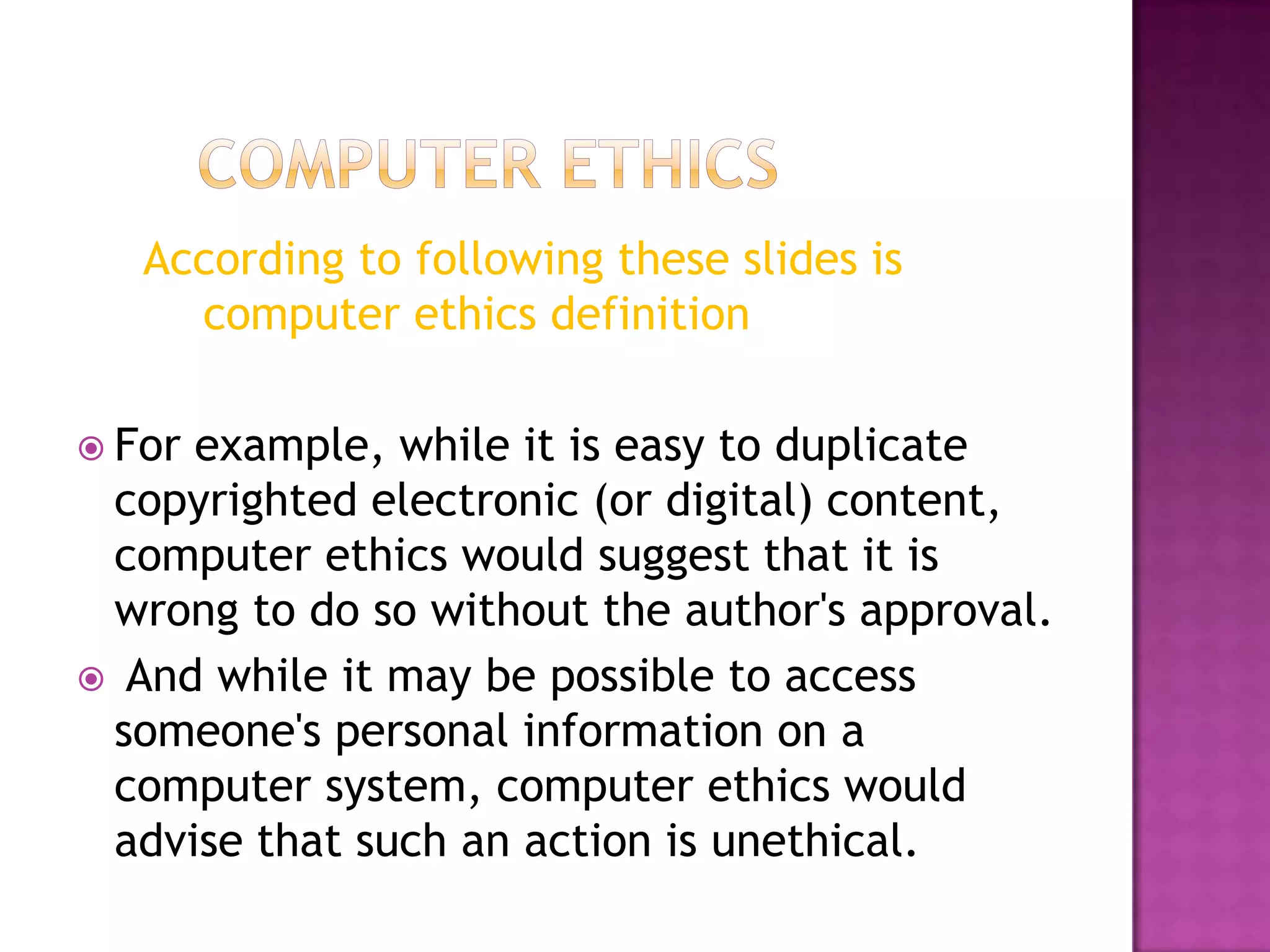 Computer ethics & copyright | PPTX