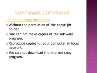 Computer ethics & copyright | PPTX | Technology & Computing