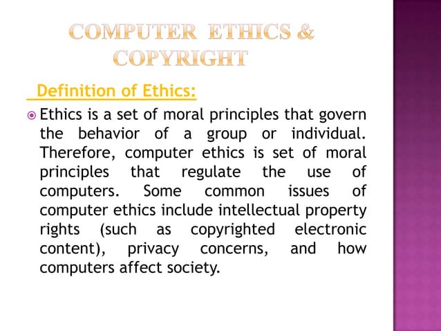 Computer ethics & copyright | PPT