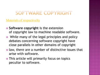 Computer ethics & copyright | PPTX | Technology & Computing