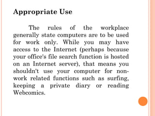 Computer ethics in the workplace (industry) | PPT