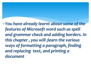 Computer features in microsoft word | PPTX | Desktop Publishing ...